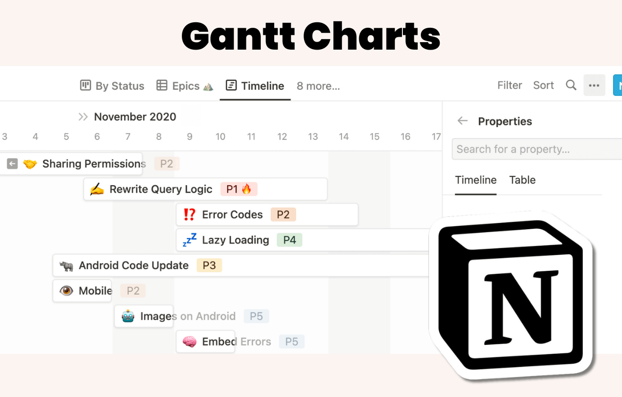 Notion Gantt Chart Template & Timeline Dependencies Tutorial